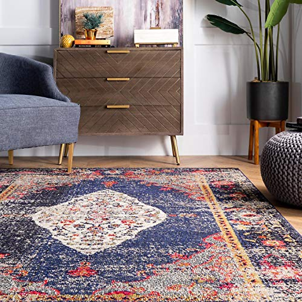 nuLOOM Veronica Vintage Distressed Area Rug, 4' x 6', Navy