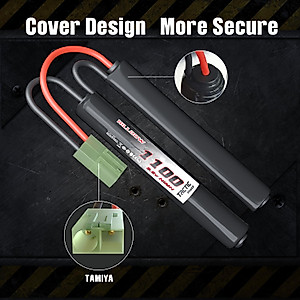 Hilldow 9.6V Airsoft Battery 1100mAh 20C with Mini TMY for Airsoft Guns Rifle Model (M13)