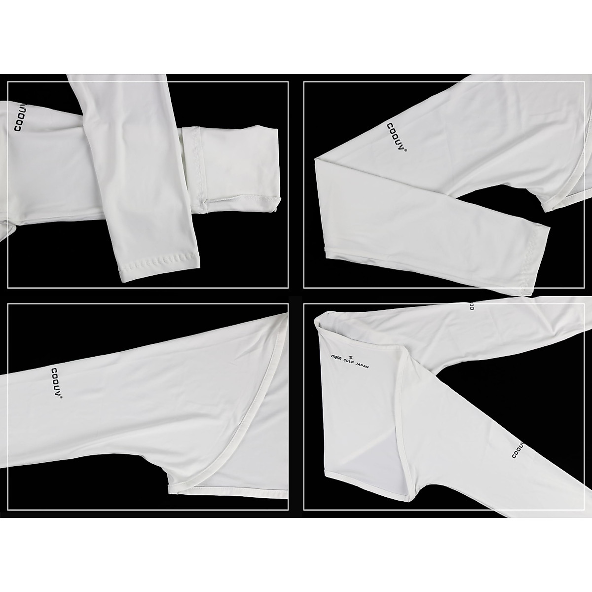 COOUV Summer Ice Silk Cooler UV-Resist UPF50+ Athletic Shawl Arm Sleeves Golf Sports Shrug Sun Protection Stretchy, Black, Medium