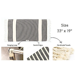 Bazaar Anatolia Turkish Hand Towels for Bathroom Set of 2 | 33"x19", Cotton | Bathroom & Decorative Hand Towels for Kitchen Dishcloth, Tea, Yoga, Face, Gym - Mat Black