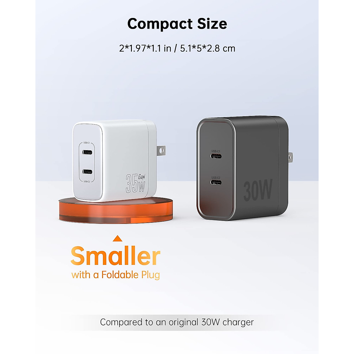 35W USB C Charger Block, NOVOO GaN III iPhone Charger USB C Brick Foldable Wall Charger Fast Charging Adapter for Mobile iPhone 14/14 Plus/14 Pro/14 Pro Watch/Galaxy, Pixel 4/3, iPad/iPad Mini