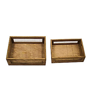 Trademark Innovations Set of 2 Wood and Wire Organizer Shelf Countertop Crate Baskets