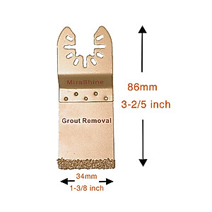 MiraShine 6 Oscillating Multi Tool Blade for Grout Removal with Carbide Grits Flush Cut, Universal FIT Multitool Attachment for Grout, Mortar, Tile, Plaster,Masonry, Brick.
