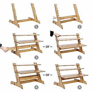 Wisfor Bamboo Standing Monitor Stand Desk Convertor Riser for Monitor Adjustable Height Standup Desk Top Laptop Workstation with Phone Headset Holder