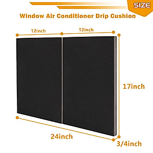 Powrocket Window Air Conditioner Drip Cushion,24" x 17" x 3/4" Removable Foam Cushion with Easy Installation Magnetic Back for Window AC Units