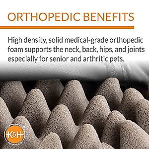 K&H PET PRODUCTS Indoor/Outdoor Superior Orthopedic Dog Bed Gray/Paw Large 35 X 46 X 4 Inches