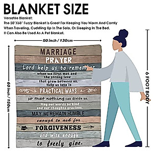 Marriage Prayer Gifts Blanket Wedding Anniversary Engagement Gifts for Couples Newly Engaged Unique Christian Decor Throw Blanket Religious Present for Women Men for Valentines, Birthday 60"X50"