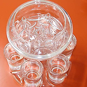 ALEVMOOM 6 Shot Glass Dispenser and Holder,Shots Dispenser for Filling Liquids,Multiple 6 Shot Dispenser,Bar Shot Dispenser,Cocktail Dispenser,Carrier Liquor Dispenser Drink Tool with Brush