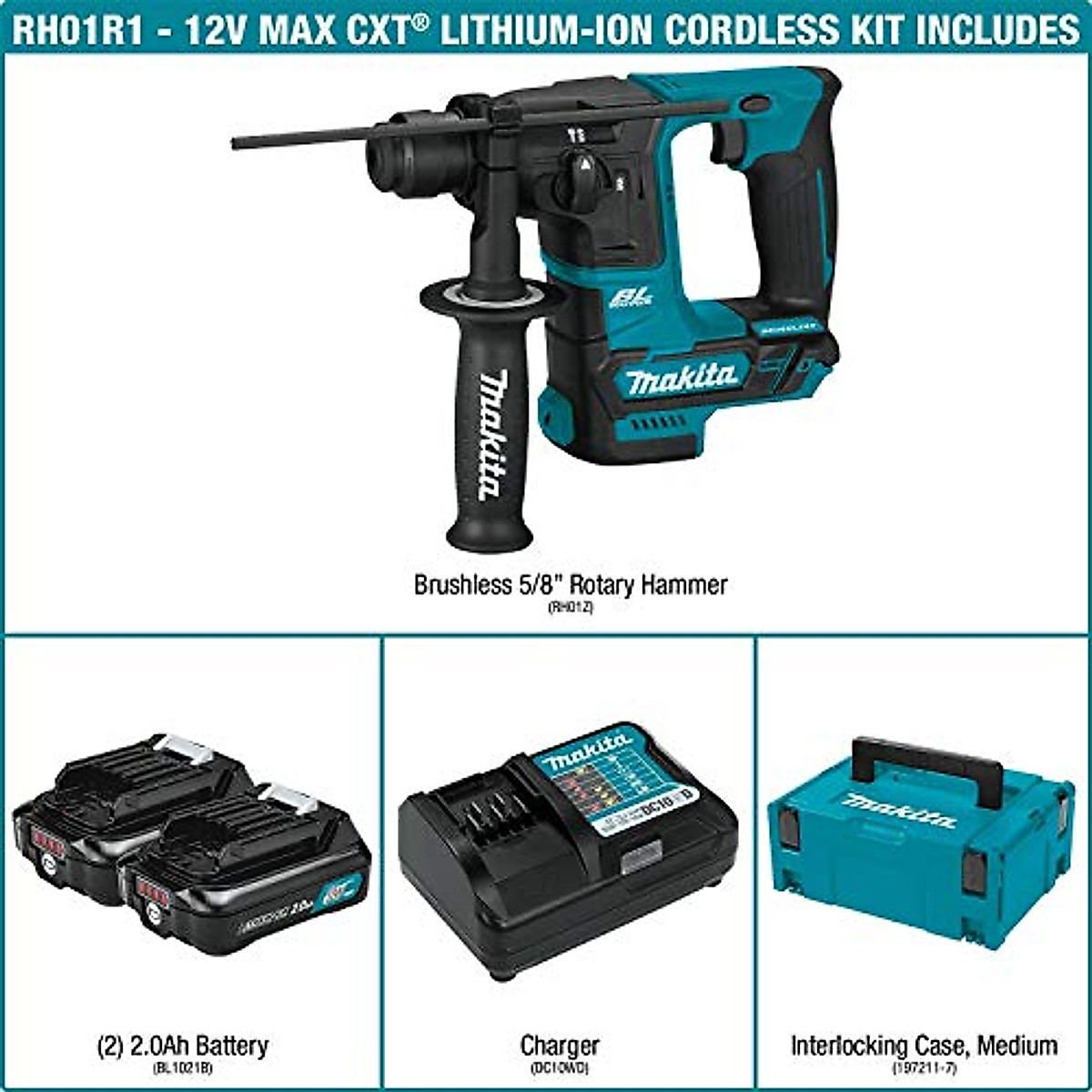 Makita RH01R1 12V max CXT Lithium-Ion Brushless Cordless 5/8" Rotary Hammer Kit