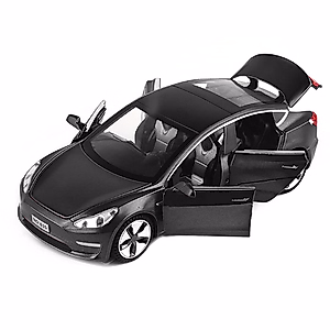 Model 3 Toy Car 1:32 Scale Alloy Car Model 3 Diecast & Pull Back Toy Vehicles Car Toy for 3 to 12 Years Old Toddlers Kids Toy Gift - with Lights and Music (Black)