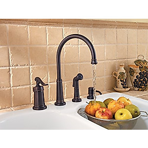 Pfister Ashfield Kitchen Faucet with Side Sprayer and Soap Dispenser, Single Handle, High Arc, Tuscan Bronze Finish, LG264YPY