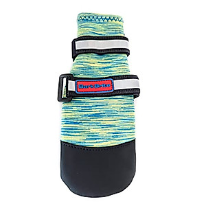 All Weather Neoprene Paw Protector Dog Boots with Reflective Straps in 5 Sizes! (Turquoise Large)