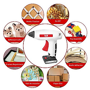KeLDE Cordless Hot Glue Gun Kit, 30 Seconds Heating Time 3.7V Li-ion Battery Rechargeable Glue Gun, with USB Cable and Plug, Fine Tip Nozzle, Includes 20pcs 0.6x0.27” Hot Glue Sticks