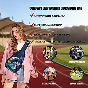 Pcoxeim Cartoon Anime Crossbody Sling Backpack with Keychain for Women Men Gifts Multipurpose Sling Bag Travel Hiking Gym Chest Bag Daypack