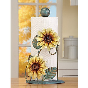 Collections Etc Metal Sunflower Paper Towel Holder, Yellow