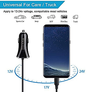 USB Type C Car Charger,Quick Charge 3.4A USB Car Adapter with 3ft Type C Charging Cable for Samsung Galaxy S23 Ultra S22 S21 S20 A10e A20 A50 A51 A52 A70 S10 S9 S8 Plus,Note 20/10,LG G8 G7 V40 V35 V60