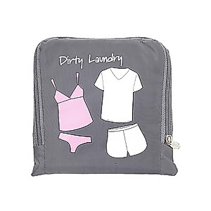 Miamica Soft Travel Laundry Bag with Zipper and Drawstring, Gray, 21” x 22” – Keep Your Dirty Clothes Separate and Your Suitcase Organized – Expandable, Durable, and Foldable Laundry Bag