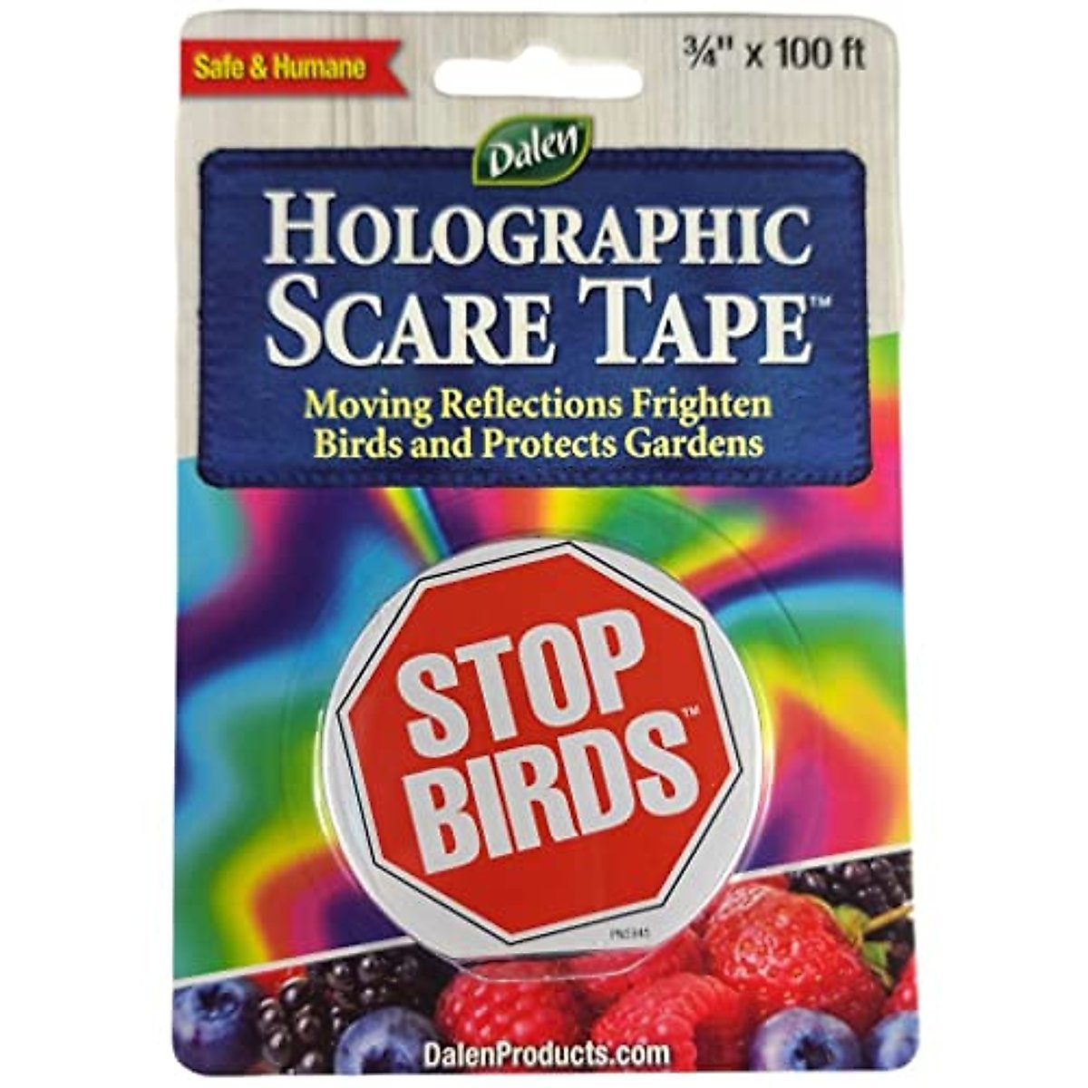 DALEN Holographic Scare Reflective Tape – Bird Deterrent Tape with Metallic Noise Feature, Broad Application and Easy to Use Bird Scare Ribbon (3/4" x 100') - 1 Roll