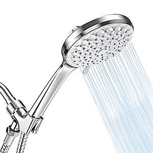 Shower Head with Handheld High Pressure with Hose - YEAUPE Detachable Shower Heads 6 Spray Settings, Built-in Power Wash to Clean Tub, Tile & Pets, Bracket, Rubber Washers, 59 Inch Hose