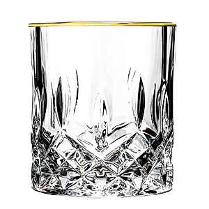 Lorren Home Trends Siena Collection Shot Glass Set with Gold Trim, 4X