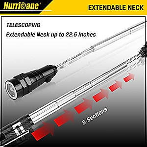 HURRICANE Magnetic Pickup Tool with LED, Magnetic Sweepers, Flexible Telescoping Magnetic Flashlight with 3 LED Lights, Extendable Neck up to 22 Inches, Can be Gifts
