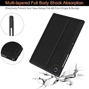 Soke Galaxy Tab A8 Case 10.5 Inch 2022, Shockproof Stand Folio Case, Multi- Viewing Angles, Hard PC Back Cover for Samsung Galaxy Tab A8 Tablet [SM-X200/X205/X207], Black