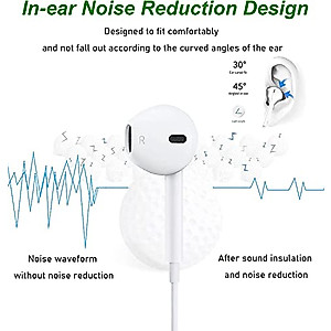 2 Pack Apple Earbuds for iPhone,Wired Headphones with Lightning Connector【Apple MFi Certified】Noise Isolating Earphones for iPhone 14/14 Pro/13/12/11/XR/XS/X/8/7 (Built-in Microphone & Volume Control)