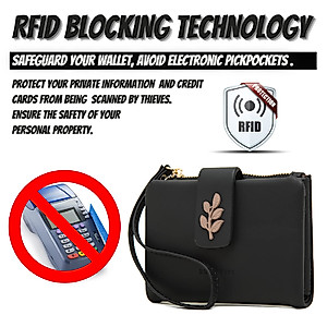 PRETTYZYS Small Bifold Wristlet Wallet for Women – Handmade, RFID Blocking Wallet Case with Credit Card Sleeves, Cash & Coin Storage Compartments – Mini Purse for Ladies, Teenage Girls - Black