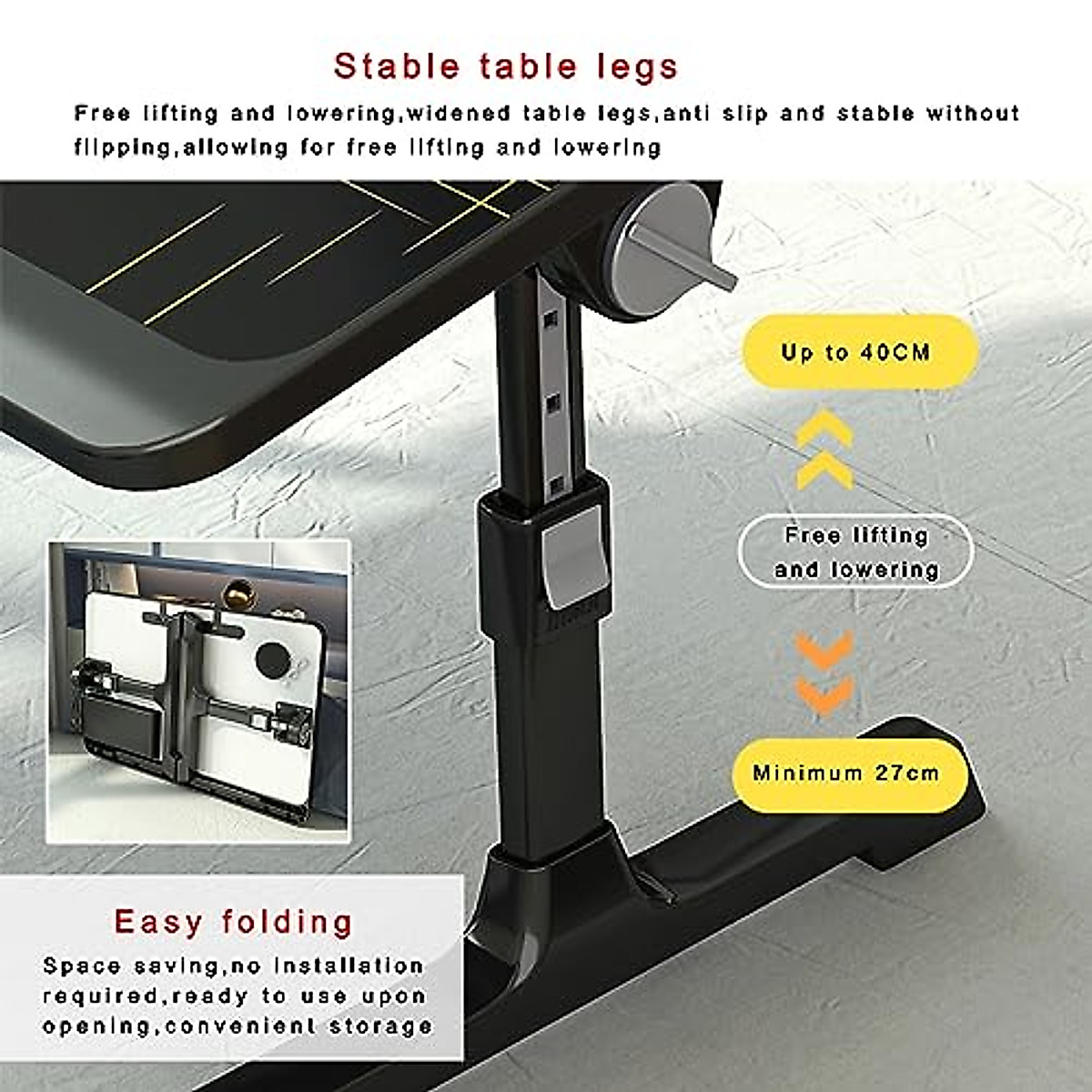 GEIRONV Movable Computer Desk, with Drawers Bookshelf Multifunctional Lifting Table Learning Office Entertainment Adjustable Sofa Table