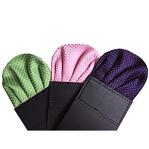 PreFolded Pocket Squares for Men On Card Polka dots Polyester Stain 8 Pieces