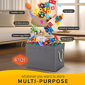 MIBATUS Toy Storage Organizer & Play Mat - for Building Toys Storage | Toy Box made of Odorless, Eco-Fabric for Children's Rooms, Nursery Playroom, Toy Storage Bin/Bag 37 Qt - For Kids (Gray)