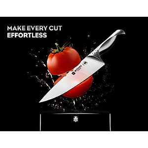 WIZEKA Kitchen Knife Set with Block, Dishwasher Safe 15 Pcs Professional Chef Knife Set with Knife Sharpener, Food Grade German Stainless Steel Knife Block Set, Jaguar Series