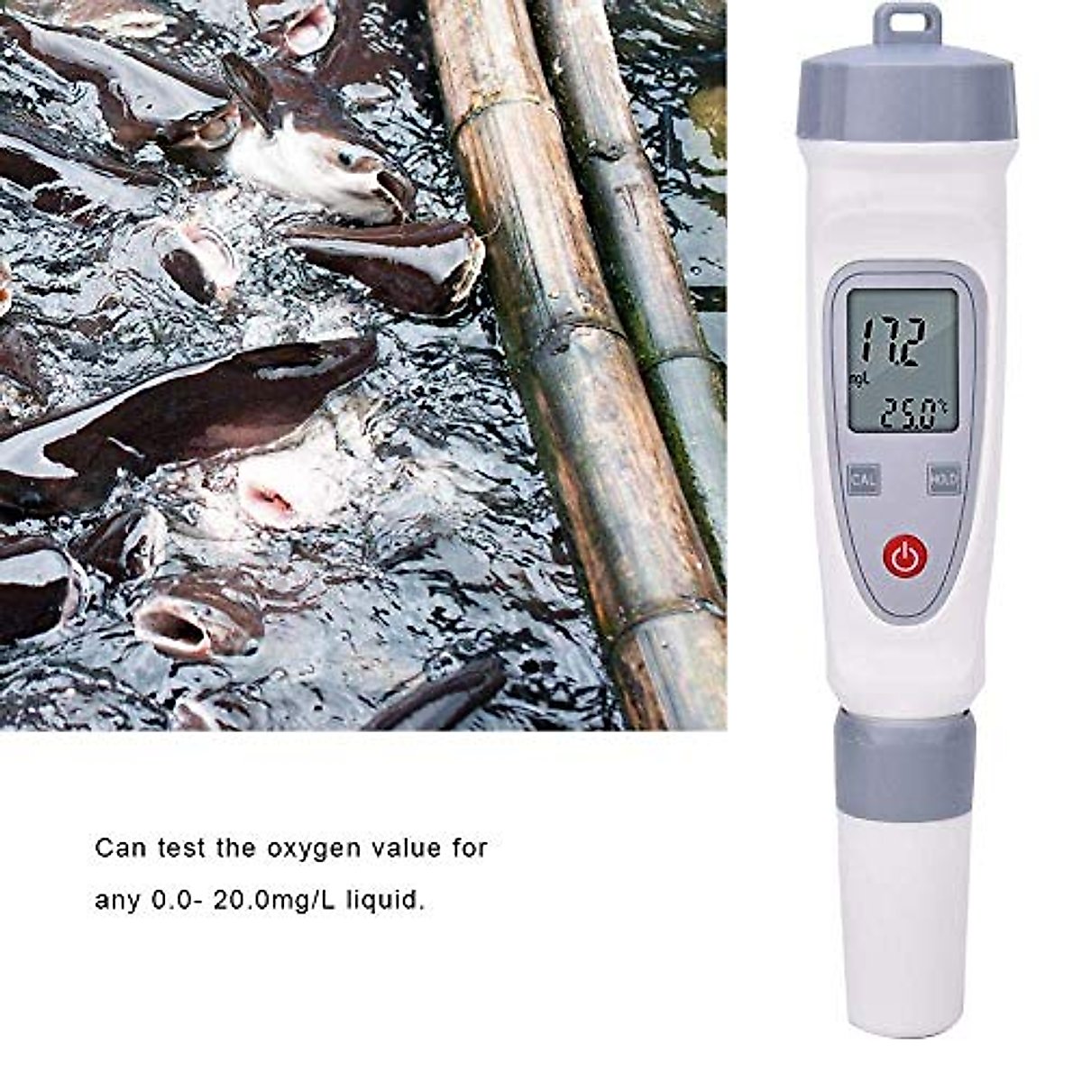 Digital Dissolved Meter JPB-70A Portable Pen Water Quality Monitor Dissolved Oxygen Meter with Backlight 0.0-20.0mg/L ±0.3mg/L for Freshwater Culture/Mariculture/Swimming Pool