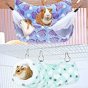 LAIRIES 2-Pack Guinea Pig Rat Hammock Guinea Pig Hamster Ferret Hanging Tunnel and Bed Hideout Set Guinea Pig Cage Bedding