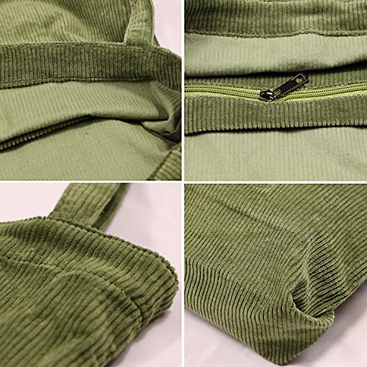 YINUO Women’s Corduroy Tote Bag, Casual Handbags Big Capacity Shoulder Shopping Bag with 2 Pockets