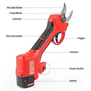 Professional Cordless Electric Pruning Shears, Backup Rechargeable 2.5Ah Lithium Battery×2 Powered Tree Branch Pruner, 30MM (1.2 Inch) Cutting Diameter