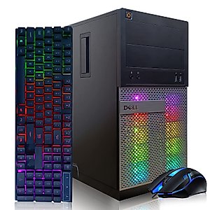 Dell RGB Gaming PC Desktop Computer - Intel Quad I7-4770 up to 3.9GHz, Radeon RX 580 8G GDDR5, 16GB Memory, 256G SSD + 3TB, RGB Keyboard & Mouse, WiFi & Bluetooth 5.0, Win 10 Pro (Renewed)