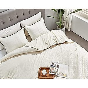 ENJOHOS Twin Size White Duvet Cover Set with Texture, Waffle Duvet Cover Woven from Smooth Silk Threads, 3 Pieces Soft Microfiber Bedding Duvet Cover Sets for All Seasons
