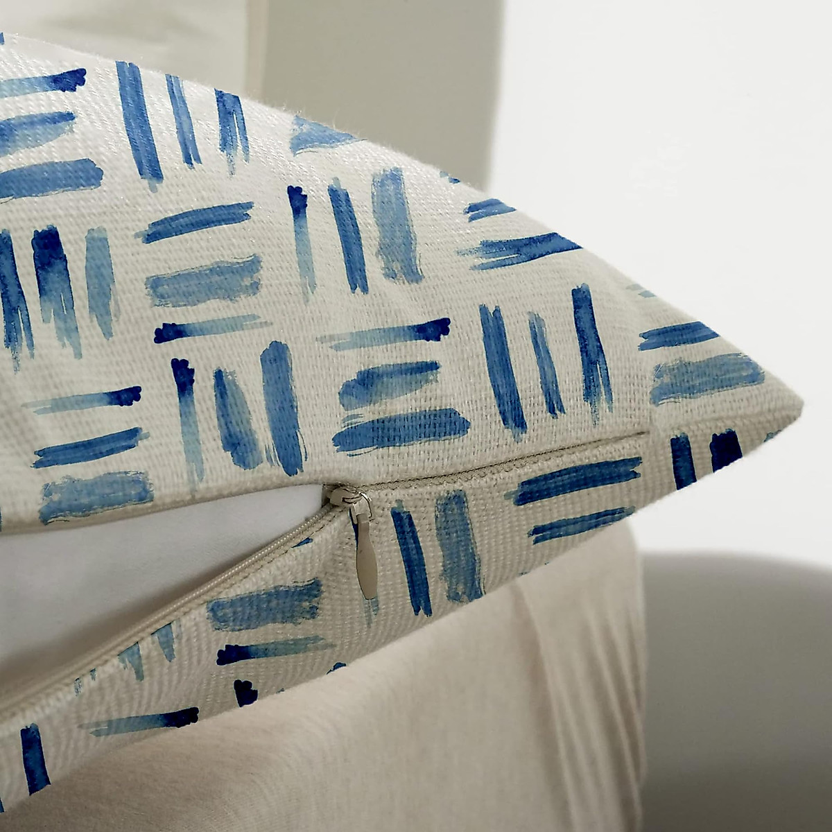 Yaofavo Outdoor Throw Pillow Covers ONLY, 18x18” Fade-Resistant Patio Square Cushion Cases Decorative Throw Pillowcase Shell for Couch Patio Garden Furniture Use - Blue Bricks