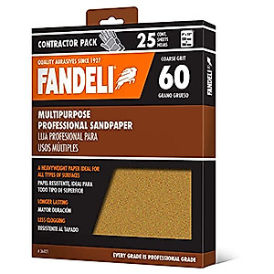 Fandeli | Multi-Purpose Sandpaper | 60 Grit | 25 Sheets of 9'' x 11'' | Metal and Wood Sandpaper | Wall Sandpaper | Hand Sanding | Orbital Sanders