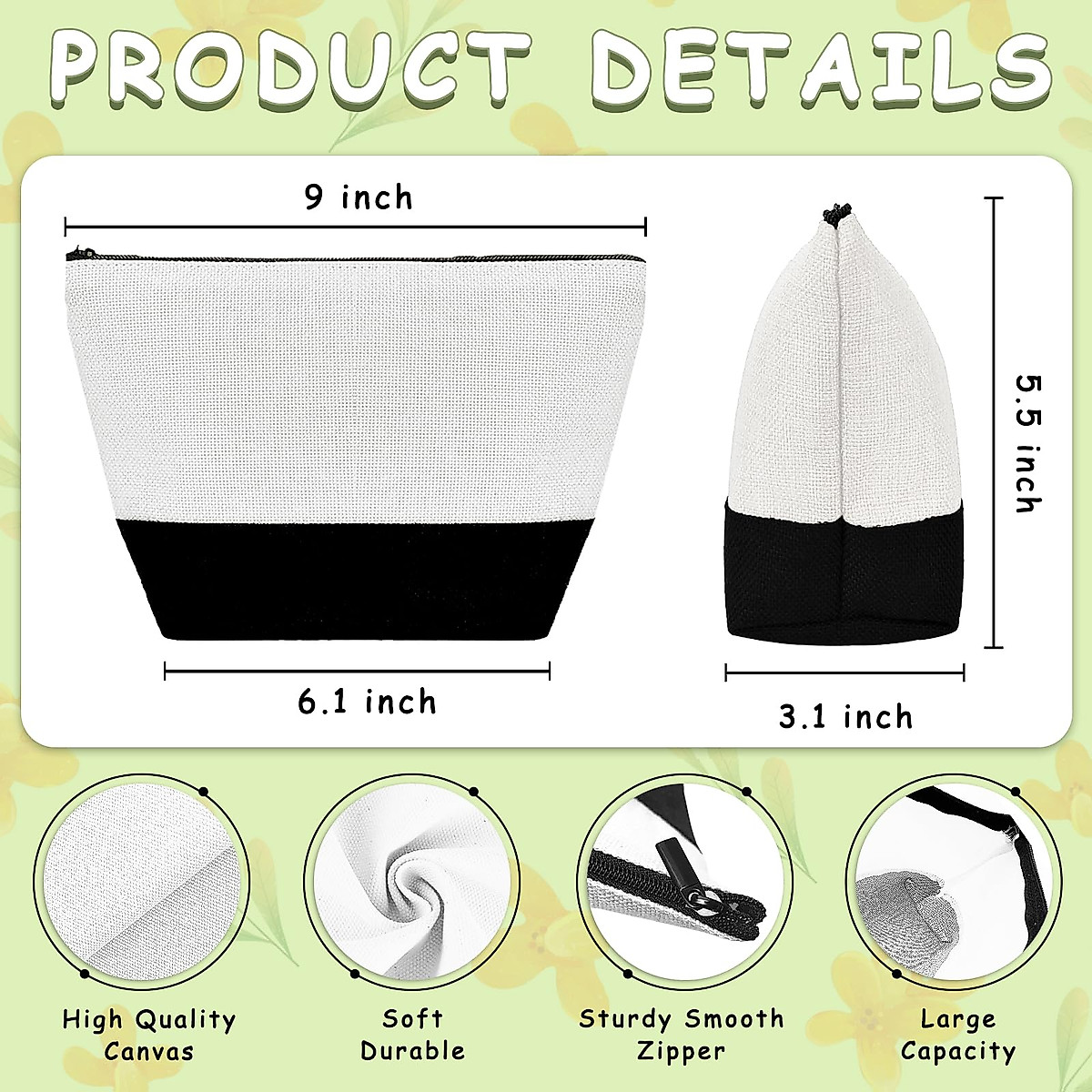 Beclumas 10 Pack 9"x 5.5" Sublimation Blanks Cosmetic Bags,Pencil Bag, Bulk Multi-Purpose DIY Heat Transfer Makeup Bags with Zipper for DIY Crafts Travel and Toiletry Bag(White)