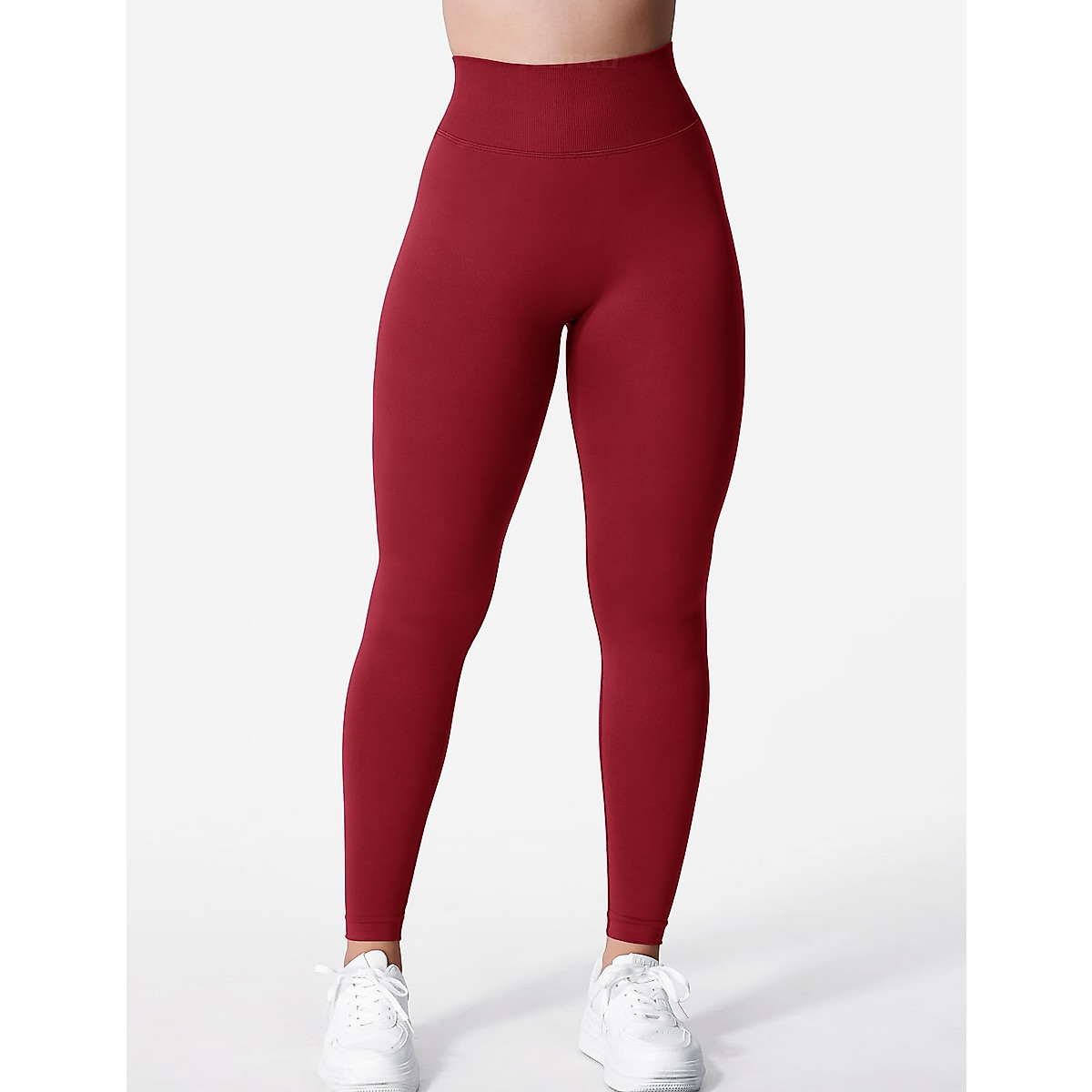 YEOREO Liz Scrunch Workout Leggings for Women High Waisted Butt Lifting V Back Waist Seamless Gym Yoga Leggings Red XS