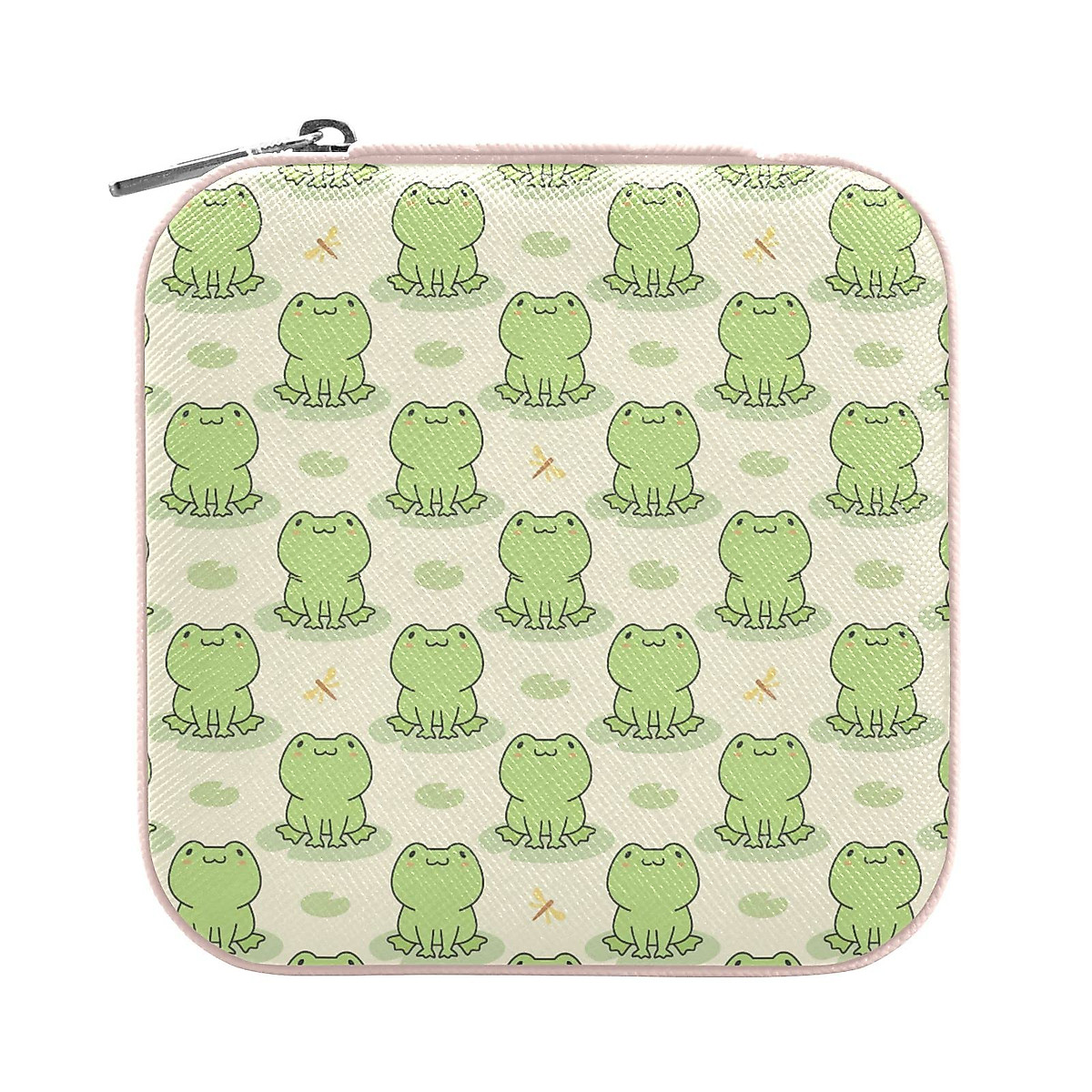 linqin Travel Jewelry Box Organizer Cute Frog Pattern Portable Jewelry Storage Box Case for Earring Rings Necklace Bracelets Accessories Gifts for Women Gis Wife Daughter