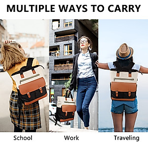 Convertible Tote Backpack Women, 15.6 Inch Slim Laptop Backpack Lightweight with USB Charging Port, Wide Top Open College School Bookbag Casual Elegant Daypack Computer Bag for Girls Ladies Students