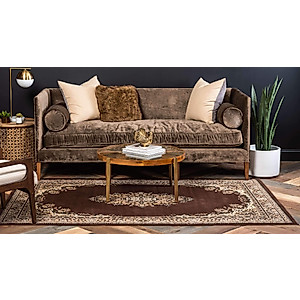 Unique Loom Reza Collection Traditional Persian Style Area Rug, 9 x 12 ft, Brown/Ivory