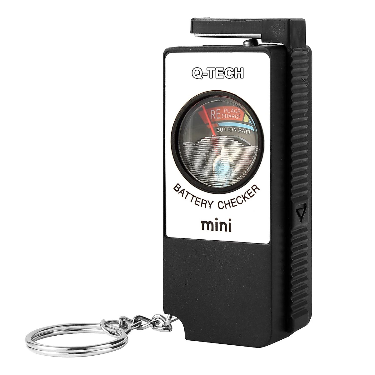 Mini Battery Tester Checker for AA AAA C D 9V 1.5V Button Coin Batteries with Keychain Black