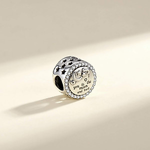 Linorui 925 Sterling Silver Charms Fit Pandora Charms Bracelet I Love You to The Moon and Back Fit Wife Daughter Mom Christmas Birthday Gift