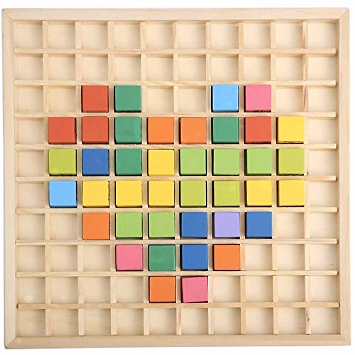Umbresen Wooden Multiplication Board Game, 100 Cubes Blocks Montessori 10x10 Times Table Tray with Answers Preschool Learning Toys Gift for Children Kids (Multiplication Board)