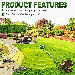 Fierre Shann Solar Outdoor Repeller, Waterproof, with 5 Working Modes and Flashing Light