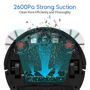 AIRROBO Robot Vacuum Cleaner, 2600Pa Strong Suction Power Robotic Vacuums, WiFi Connected, App Control, Works with Alexa and Google Home, Self Charging, Ideal for Hard Floor, Carpet, Pet Hair, P10